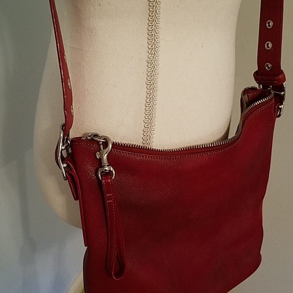 Coach | Bags | Euc Coach Red Leather Slim Duffle Crossbody 9328 | Poshmark